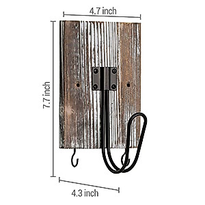 MyGift 3 Piece Set Torched Wood Modular Hanging Hat Rack for Wall with 3 Large Metal Hooks, Entryway Space Saving Organizer Coat Rack