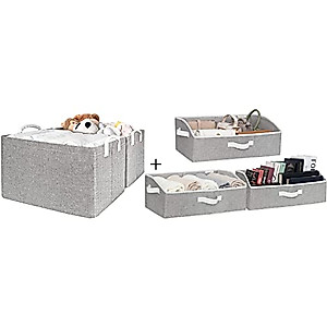 StorageWorks 5-Pack Storage Bins for Shelves with Metal Frame, Decorative Storage Boxes