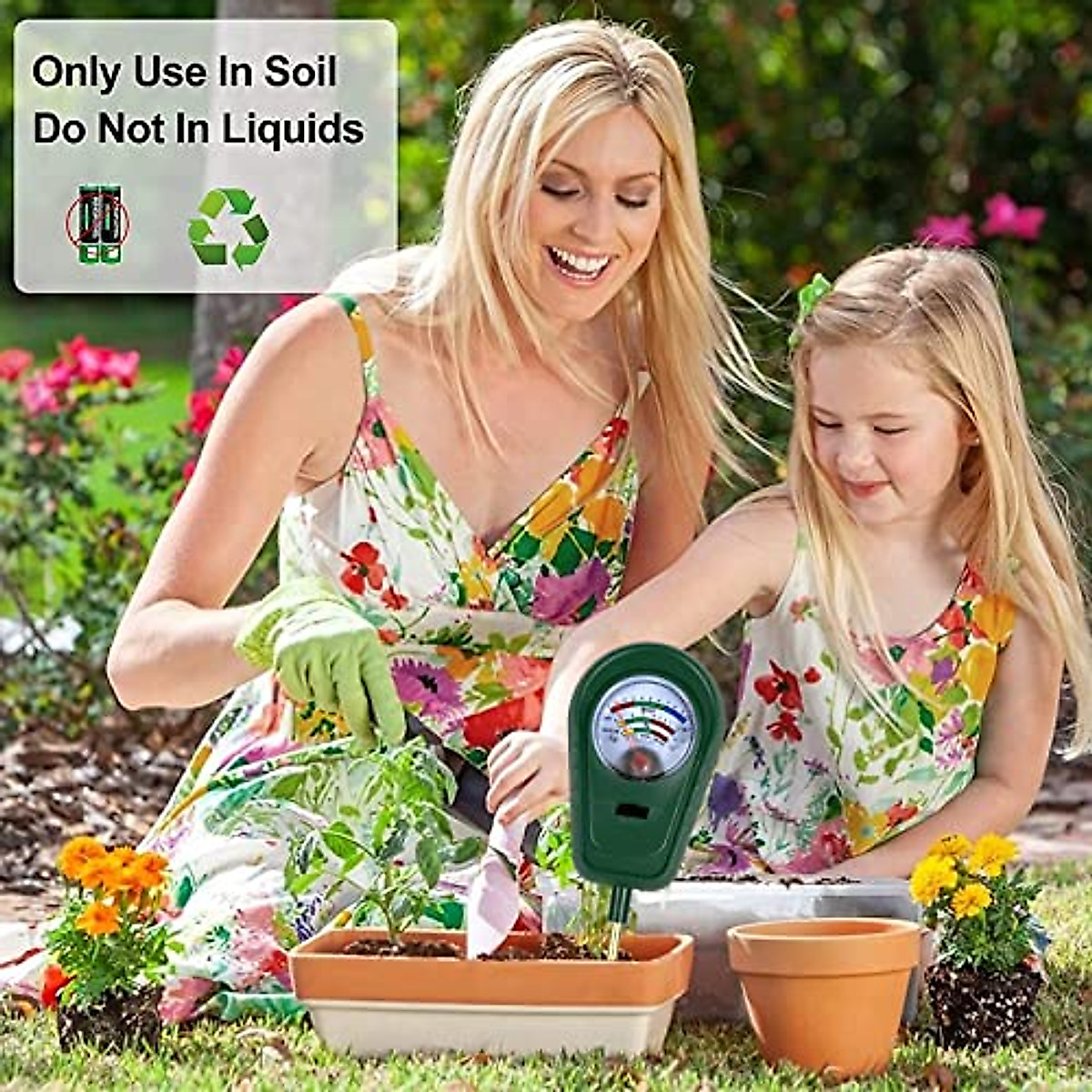 Upgraded 3 in 1 Soil Moisture/PH/Fertility Meter Soil Test Kit Soil Moisture Meter 90 Degree Foldable Soil Test Kit for Lawns, Garden, Farm, House, Indoor, Outdoor, Plants No Battery Needed (B)