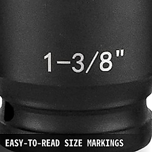 VEVOR Impact Drive Socket Set 1/2 Inches 19 Piece Impact Sockets SAE, Standard Socket Assortment, (3/8 Inches to 1-1/2 Inches) 6-point Hex Sockets
