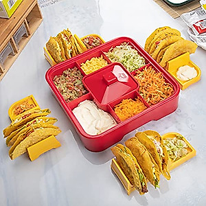 OOFAYBILL Taco Holder Tuesday , Taco Bar Serving Set for a Party,Taco Holders Set of 12 Tortilla , Taco Plates With Dividers, Taco Night