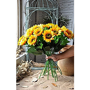 Charmly Artificial Sunflowers 5 Pcs Long Stem Fake Sunflowers Artificial Silk Flowers for Home Hotel Office Wedding Party Garden Decor 23.5'' High