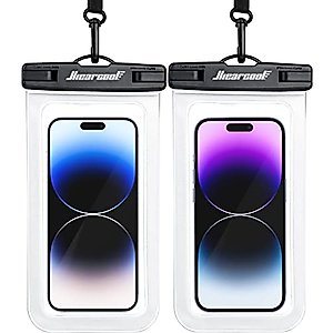 Hiearcool Waterproof Phone Pouch, Waterproof Beach Bag Compatible for iPhone 15 14 13 12 Pro Max Up to 8.3", IPX8 Cellphone Kayak Accessories, Travel Essentials for Beach -Clear-2Pack