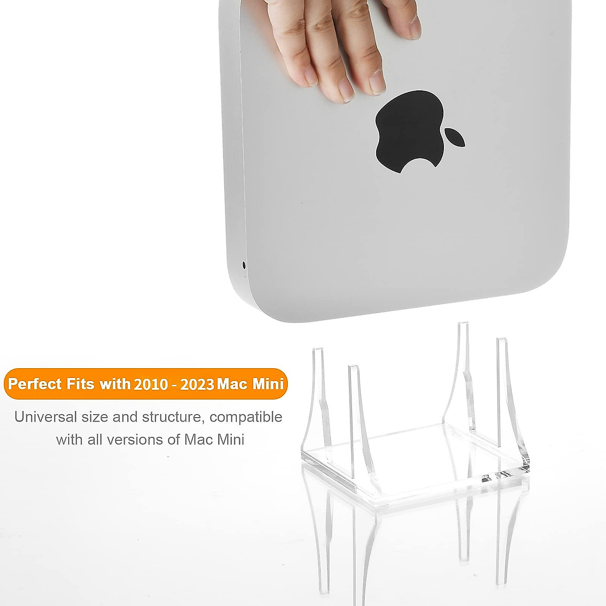 CaSZLUTION Desktop Stand for Apple Mac Mini, Acrylic Vertical Stands Holder Compatible with Apple MAC Mini 2010-2023 M1, M2, M2 Pro Chip, Clear