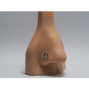 18, 20 Gauge Nose Stud,Cat on the moon Nose Stud,Animal nose screw, Jewelry Nose Stud, Body Piercing Jewelry, Nose Piercing, Body Jewelry (18g Left Screw)