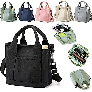Large Capacity Multi Pocket Handbag, Ladies Fashion Canvas Tote, Canvas Bag With Zipper, Large Capacity Shoulder Bags (1PCS Black)