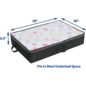 Simple Houseware 2 Pack Under Bed Storage Bin, Black