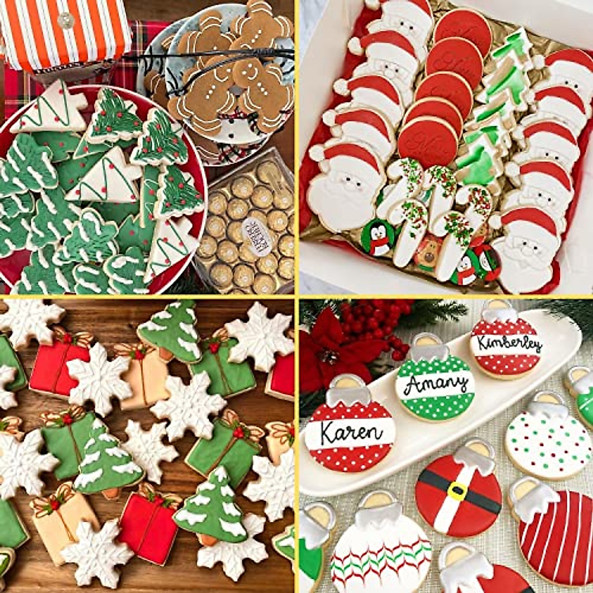 Crethinkaty Christmas Cookie Cutter Set 12 Pieces Stainless steel Gingerbread Man,Snowflake,Snowman,Christmas Tree,Reindeer and More Shape Xmas Cookie Cutters for Baking