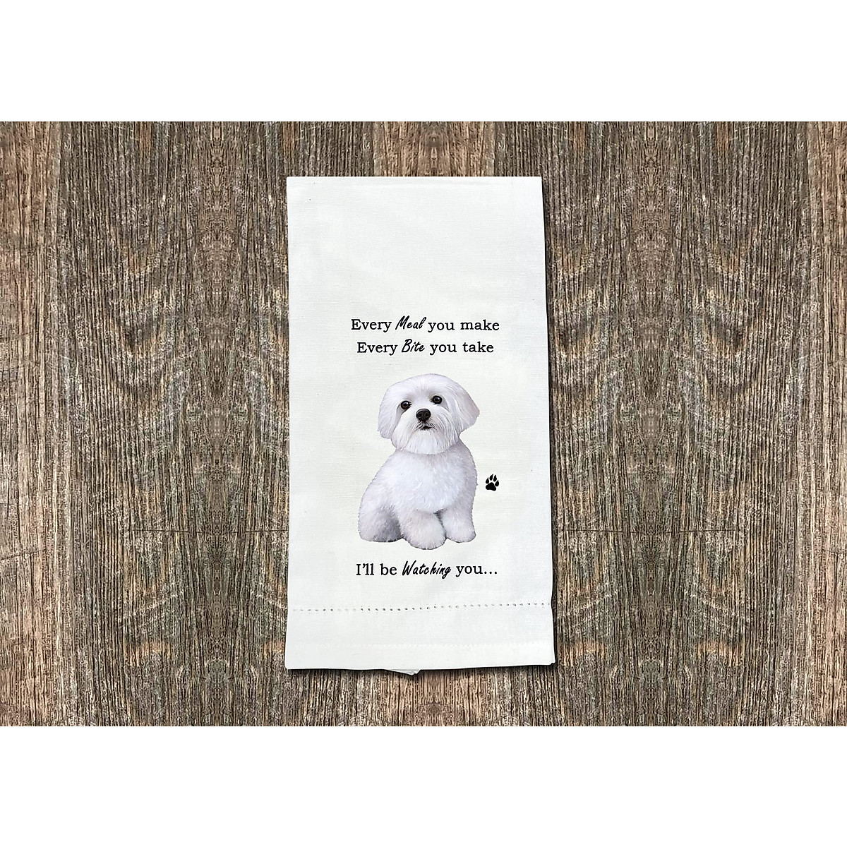 E&S Imports Maltese Kitchen Towel - Soft Highly Absorbent - Maltese Gifts - Dish Towels for Washing Dishes - Tea Towels - Reusable - Quick Drying - 100% Natural Cotton - Towels for Pet Lovers