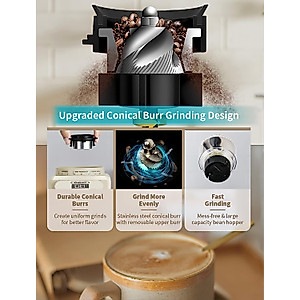 Gevi Espresso Machine 20 Bar with Grinder，Professional Espresso Maker with 35 Precise Grind Settings Burr Coffee Grinders Combos, Commercial Espresso Machines & Coffee Makers, Gift for Coffee Lover