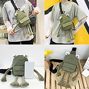 Funny Cartoon 3D Frog Sling Bag Crossbody Backpack Shoulder Chest Bag Daypack for Women Men Travel Outdoor Hiking