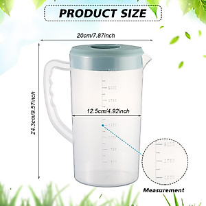 Bokon 2 Pcs 0.69 Gallon/ 88 Oz/ 2.6 l Plastic Pitcher with Lid Clear Water Jug Juice Beverage Jar with Handle Ice Tea Kettle for Hot Cold Mix Drink Lemonade, Pink and Blue Lid