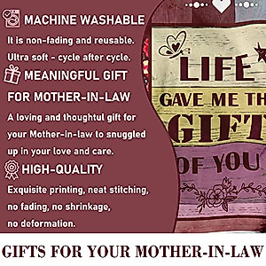Gifts for Mother in Law Throw Blanket, Mother in Law Gifts from Daughter/Son in Law, Birthday Gifts for Mother in Law, Mother in Law Christmas, Soft Cozy Purple Blanket 50" X 60"