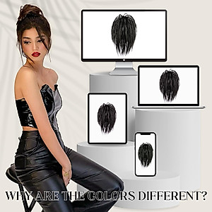 HMD Messy Bun Hair Piece Claw Clip Hair Bun Wavy Curly Chignon Hair Bun Extensions Tousled Updo Hair Buns Claw Clip Ponytail Hairpieces Hair Scrunchie with Clip for Women（2#）, 1PC