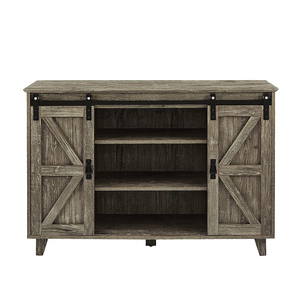 GOOD & GRACIOUS Sideboard for Livingroom, 50 inch Farmhouse TV Stand with Sliding Barn Doors, Sideboard Buffet 3-Tier Storage Cabinet for Kitchen