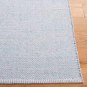 SAFAVIEH Montauk Collection Area Rug - 8' x 10', Turquoise & Grey, Flat Weave Farmhouse Boho Cotton Design, Easy Care, Ideal for High Traffic Areas in Living Room, Bedroom (MTK701K)