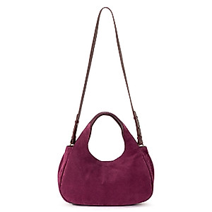 The Sak Rylan Medium Satchel in Leather, Double Handles & Removable Crossbody Strap, Currant Suede
