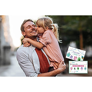 QOFO Cartoon Cell Fill in the Blank Thank You Cards,Bacteria Thank You Card,Gender Neutral Thank You Notes,For Boys Birthday Party,Event,or Holiday Use,Thank You Notes with Envelopes Set of 25-GXK13