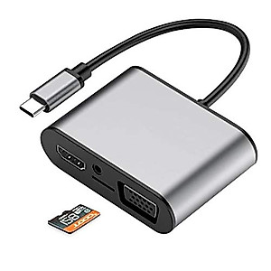 High-Speed 8 In 1 USB Splitter With 4K HDMI 2 USB 2.0 And 1 USB 3.0 1080P VGA USB-C Power Delivery 3.5mm Audio Support TF Card Reader Compatible For Flash Drive Laptops And More USB Hub Adapter Portab
