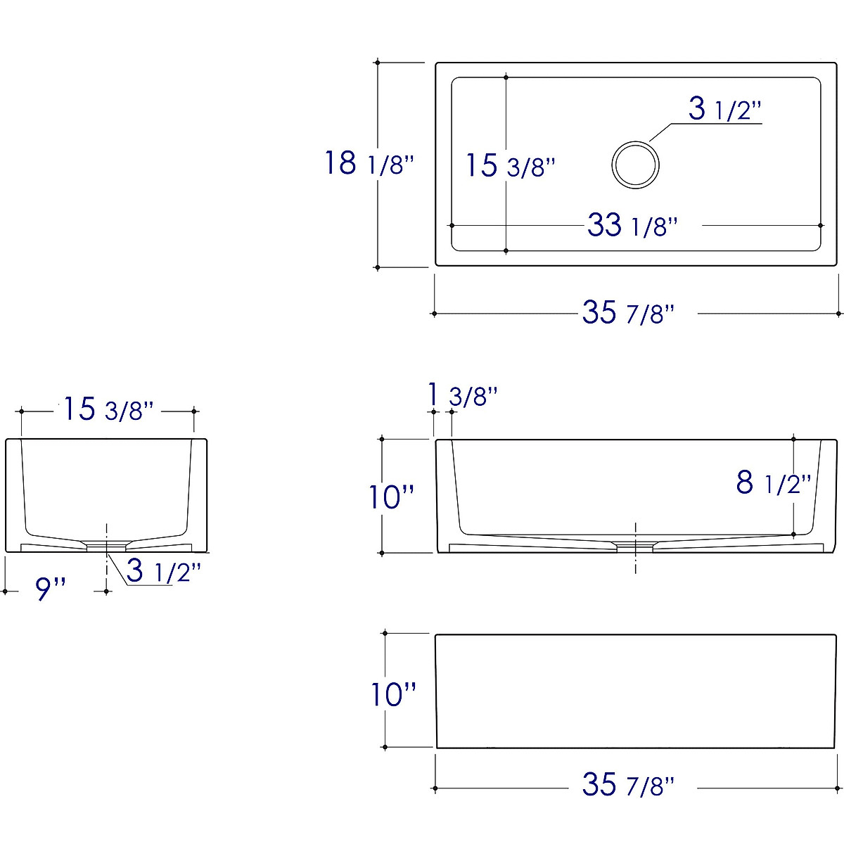 ALFI brand AB3618HS-BM Kitchen Sink, Black Matte