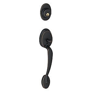 Schlage F58 PLY 716 Plymouth Exterior Handleset with Deadbolt, Aged Bronze (Exterior Half Only)
