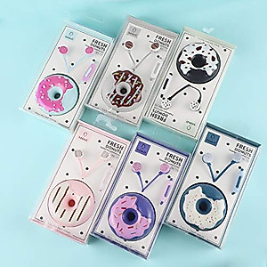 QearFun Donut Earbuds for Kids, Cute Earbud & in-Ear Headphones Wired Gift for School Girls and Boys with Microphone and Lovely Earphones Storage Case