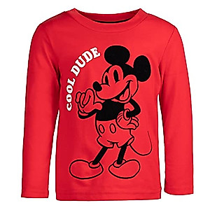 Disney Mickey Mouse Infant Baby Boys 2 Pack Long Sleeve T-Shirts Black/Red 18 Months