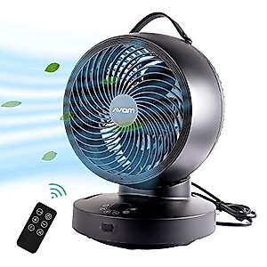 Kapoo Table Air Circulator Fan, Blade 8", 6 Speeds 4 Wind Modes, With Remote Control, Horizontal Vertical Oscillating, Indoor Circulator Fan for Whole Room Temperature Equilibrium, b13,Black,GS-XXG037