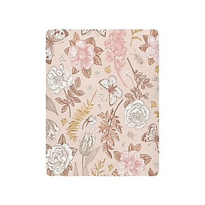 Fitted Crib Sheet for Boys Girls, Vintage Flowers Jersey Knit Baby Sheet for Standard Crib and Toddler Bed Mattresses, Cozy Soft Breathable, 28 x 52 in