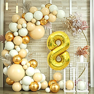 Number 8 Balloon 40 Inch Gold 8 Balloon Number 8 Helium Number Balloons 8 Year Old Birthday Decorations Giant Numbers For Party Digital 8 For Birthday Wedding Bridal Shower Photo Shoot Anniversary
