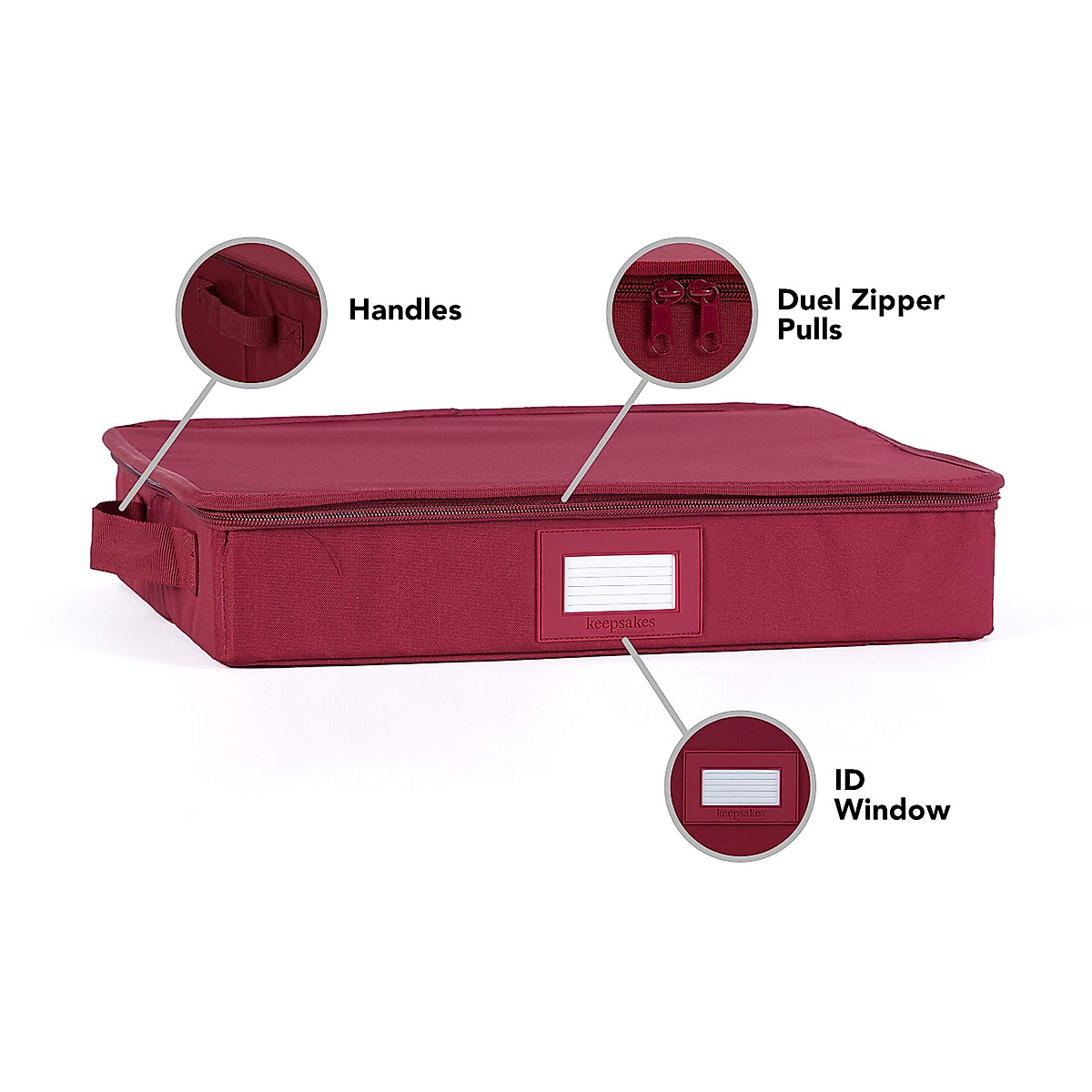 Covermates Keepsakes - Zip-Top Storage Box - Heavy Duty Polyester- Reinforced Handles - Stackable Design - Indoor Storage, Scarlett Red
