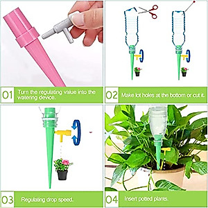 Self Watering Spikes, 24 Pcs Plant Watering Devices, Adjustable Self Watering Planter Insert with Slow Release Control Valve Switch for Garden Plants Indoor & Outdoor(3 Colors)