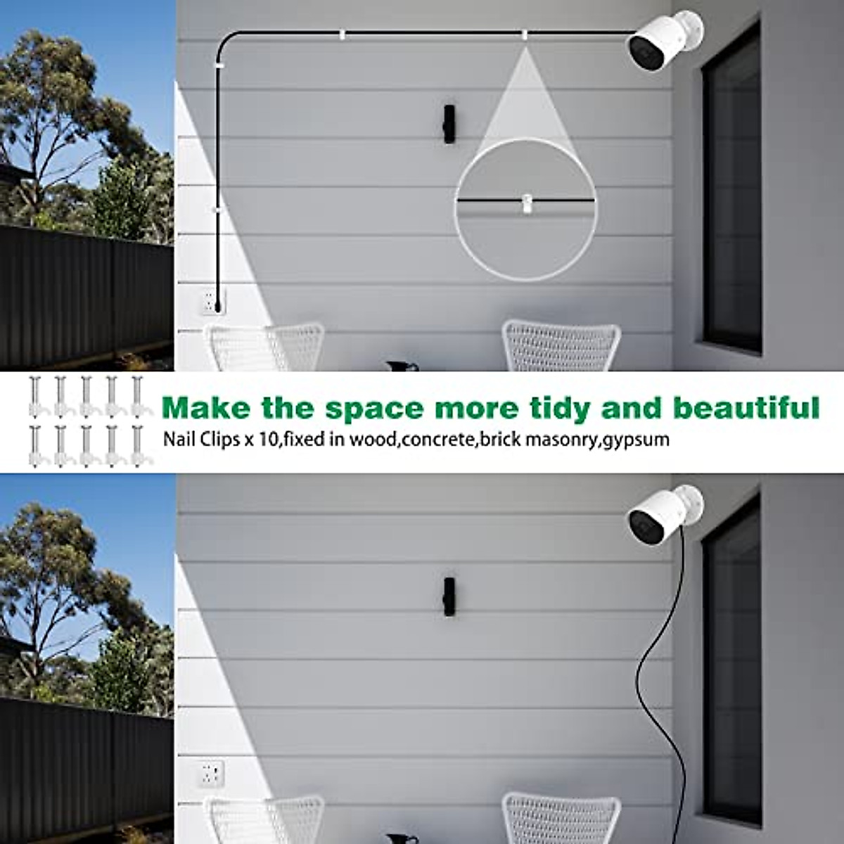 ASKUBSKU Power Extension Cable for Blink Mini Blink100,[10M/33 FT] Micro-USB Charging Cable for Wyze Indoor/Outdoor Security Camera 10 Nail Clips Power Cable for Yi Home Yi Dome Cam Kasa Nest Cam