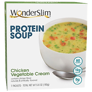 WonderSlim Protein Soup, Chicken & Vegetable Cream, 12g Protein, No Fat (7ct)