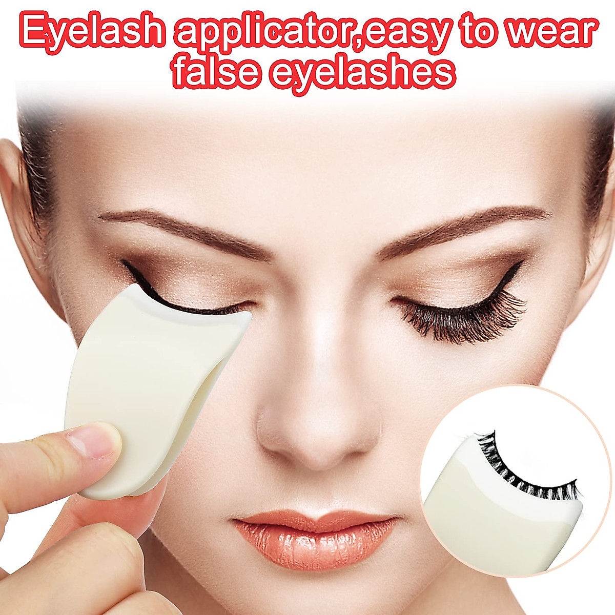 Juome 4 in 1 Eyelash Applicator Tool Kit, False Lash Clip Applicator Portable Eyelash Curlers Eyelash Separator Tool Mascara Comb Lash Buddy Set for Women Girls