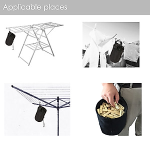 VEAMOR Clothespin Bag Hanging Clothesline Peg Organizer Storage Bags,Dust-proof (black)