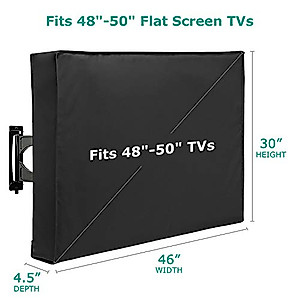 SunPatio Outdoor TV Cover Waterproof and Weatherproof, TV Screen Protector for 48-50 inch TV, Fits Most TV Mounts and Stands, with Built-in Remote Pocket for Outside LED LCD Flat Screen TVs, Black