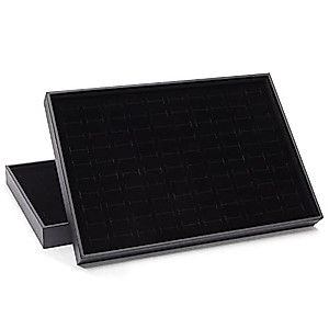 2 Pack Ring Display Tray Velvet, 100 Slot Foam Jewelry Organizer for Storage (13.8x9.5 x1.3 in)