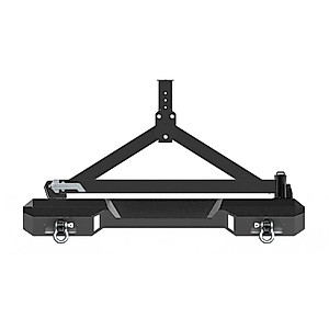 APS Black Textured Rock Crawler Rear Bumper with Tire Carrier & 2X D-Ring for 2007-2018 Wrangler JK