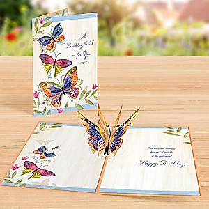 Designer Pop! Pop Up Birthday Card with 3D Butterfly Design - High-Quality Birthday Wish Greeting Card, Ideal for Friends, Family or Special Someone