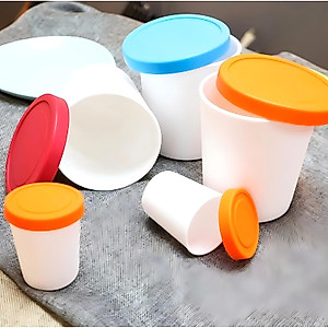 YQMYXG 32 Oz Ice Cream Containers for Homemade, Ice Cream Containers with Silicone Lids Leak-Free, Reusable Ice Cream Storage Containers for Freezer Chocolate Sorbet, (4 Pack - 1 Quart Each)