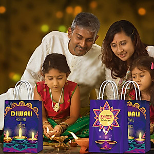 HABDJILTY 20 Pcs Happy Diwali Gift Bags,Festival of Lights Gifts Bags for Birthday Gift Packs Snacks Candy Bags Diwali Party Favor