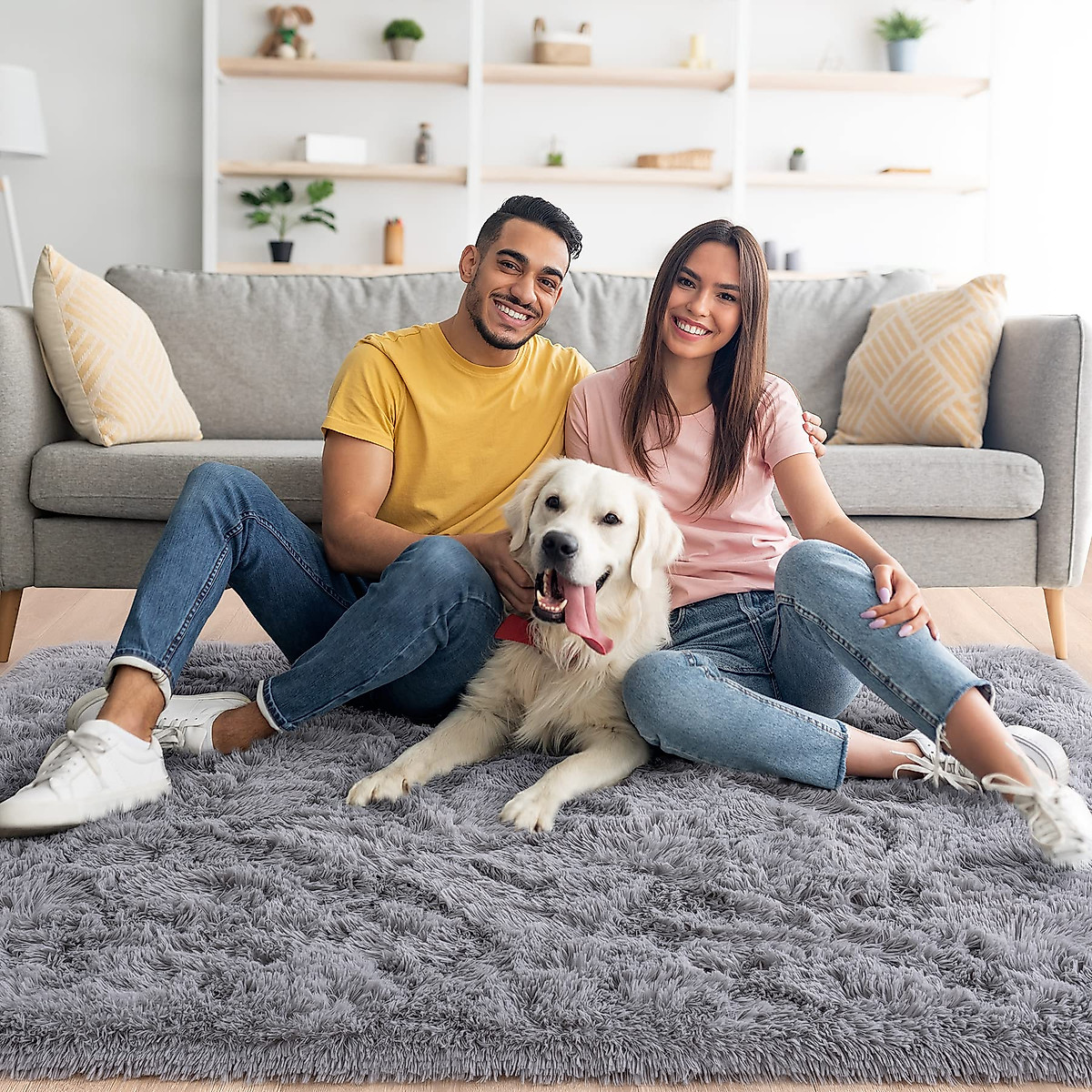 Noahas Fluffy Grey 8x10 Area Rugs for Living Room,Thick Plush Shag Rug,Large Living Room Rugs,Big Fuzzy Carpet,Shaggy Rugs for Bedroom,Soft Comfy Kids Rugs Nursery Rug Living Room Decor