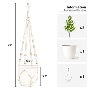 Mkono Fake Hanging Plant with Pot, Artificial Plants for Home Decor Indoor Macrame Plant Hanger with Fake Vines Faux Hanging Planter Greenery for Bedroom Bathroom Office Decoration