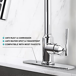 ARCORA 9.6 Inch Faucet Plate, Kitchen or Bathroom Faucet Deck Plate for 1 or 3 Hole, Stainless Steel Sink Hole Cover Escutcheon, Chrome