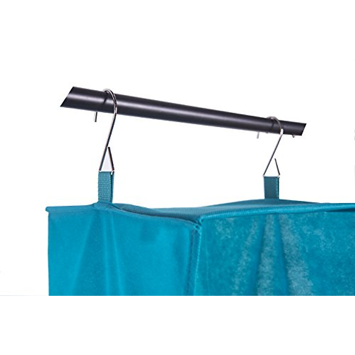 Amelitory Hanging Closet Organizer 4 Shelf Foldable Hanging Storage Shelves Fabric, Lake Blue