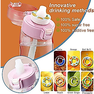 Sports Bottle, 650 ml Drinking Bottle with Flavour, Air Bottle Starter Set, with 7 Flavour Pods, Leak-proof Cup for Gym, Running, Outdoor, Water Bottle Sports Bottle (Pink)