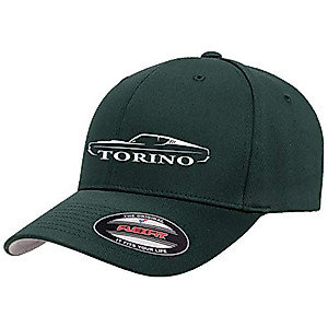 1968 1969 Ford Torino Fastback Outline Design Flexfit 6277 Athletic Baseball Fitted Hat Cap Forest S/M