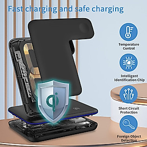 Charger Station for Apple Multiple Devices, ZHIKE 3 in 1 Wireless Charger Stand Dock for iPhone 14 13 12 11 Pro X XS 8 Plus Apple Watch Series 7 6 SE 5 4 3 2 & AirPods 3/2/Pro with Adapter