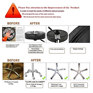 Kaleurrier Swivel Stool Chair Adjustable Height,Heavy Duty Hydraulic Rolling Metal Stool for Kitchen,Salon,Bar,Office,Massage (with Back Rest) (Black)